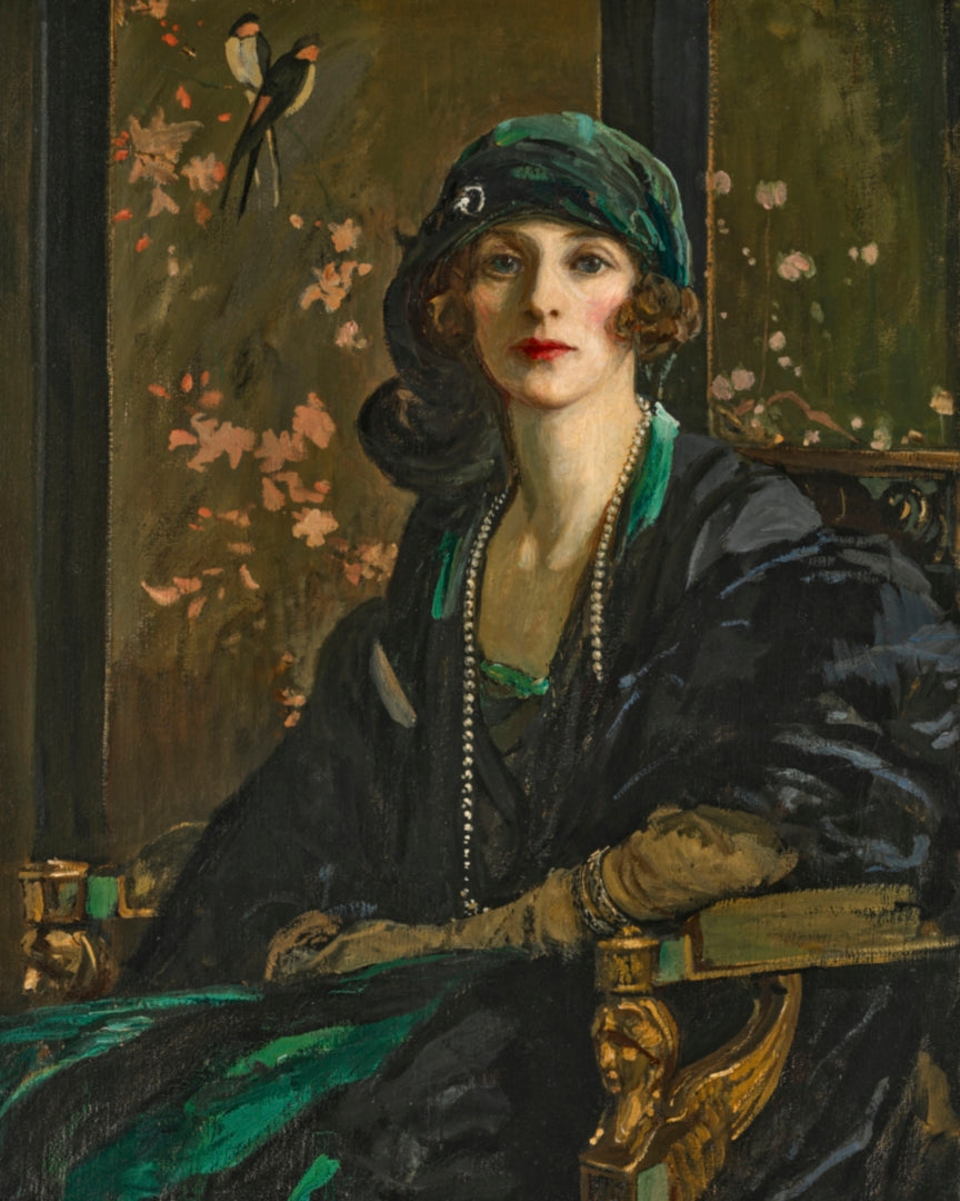 A Lady in Black and Green - John Lavery Art Prints - Museum Quality Art