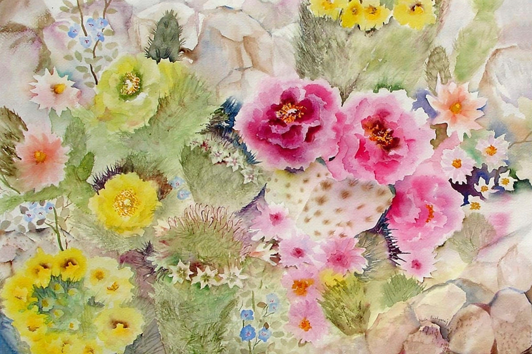 Blooming Cacti - Neela Pushparaj Art Prints - Museum Quality Art