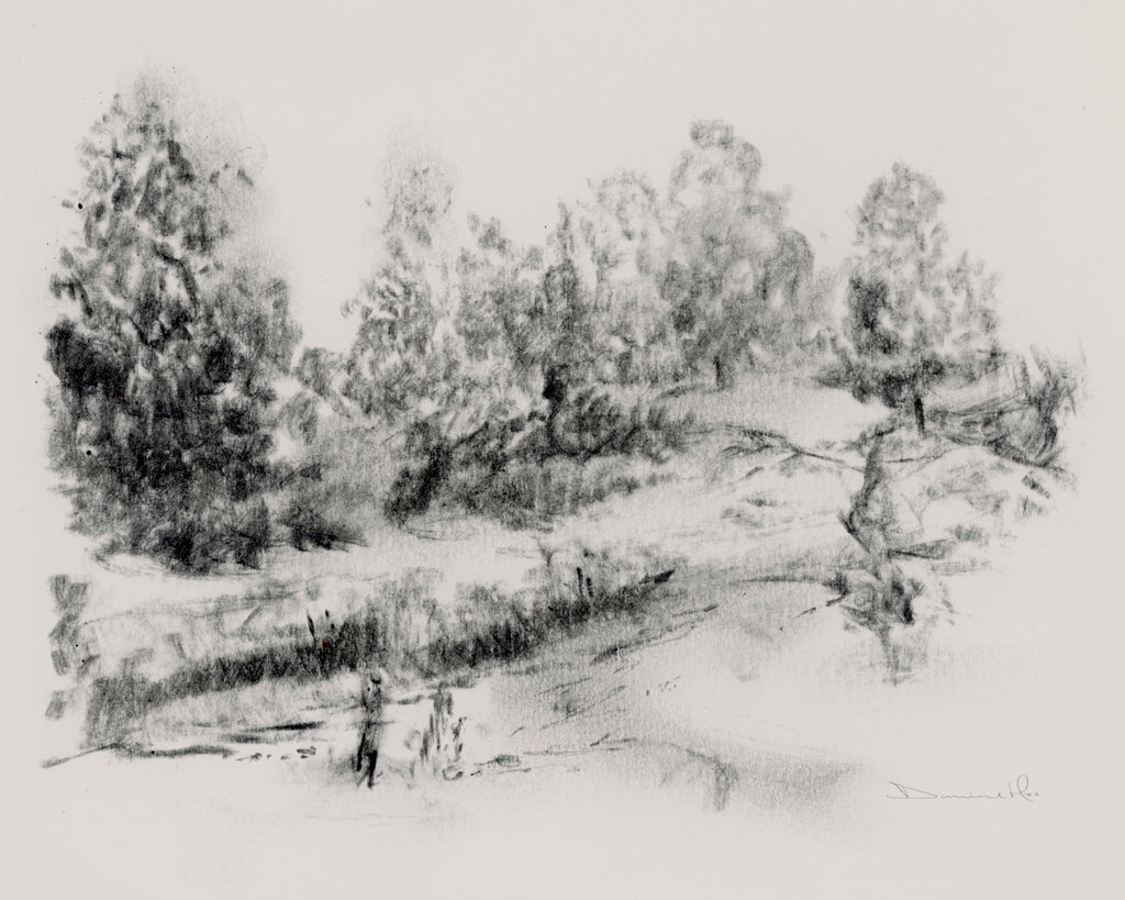By the Stream - Fine Art Sketches and Pencil Drawings - Museum Quality Art