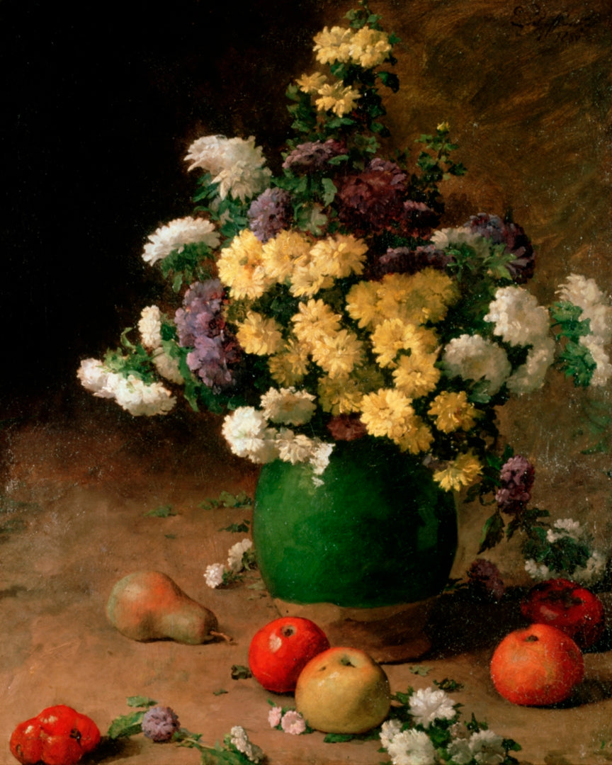 Flowers and Fruit, 1880 - Vintage Floral Art Prints - Museum Quality Art
