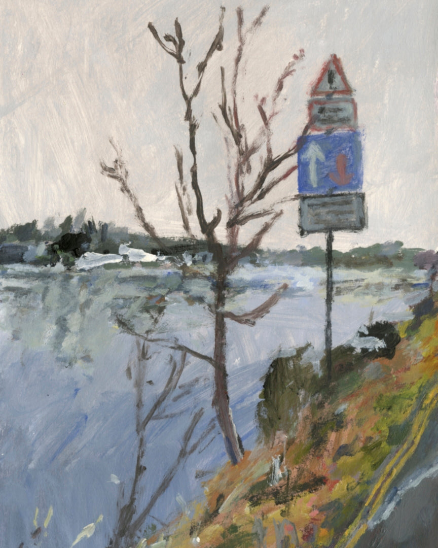 River Thames with Tree and Road Signs - Simon Neville Art Prints ...