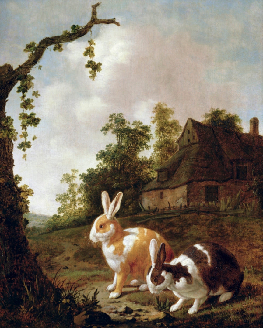 Wooded Landscape with Two Hares - Vintage Rabbits Art Prints - Museum ...